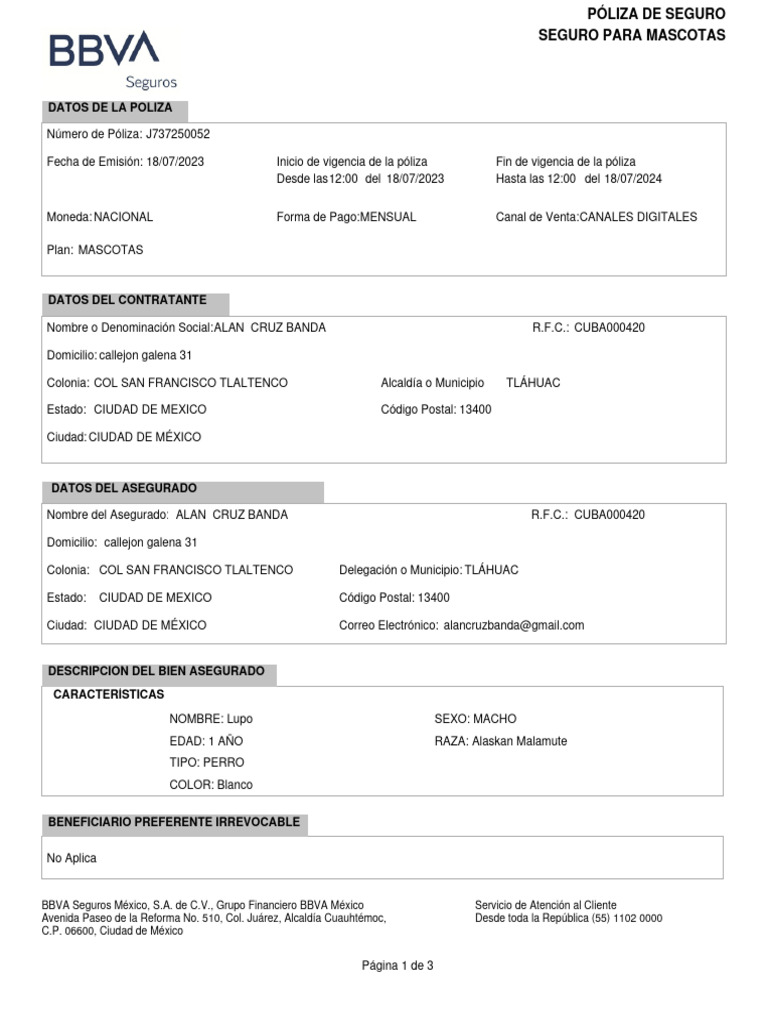 Poliza (1) | PDF | Póliza de seguros | Seguro