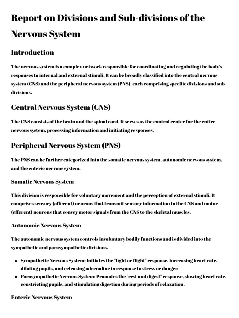 Pns And Cns Pdf Nervous System Autonomic Nervous System