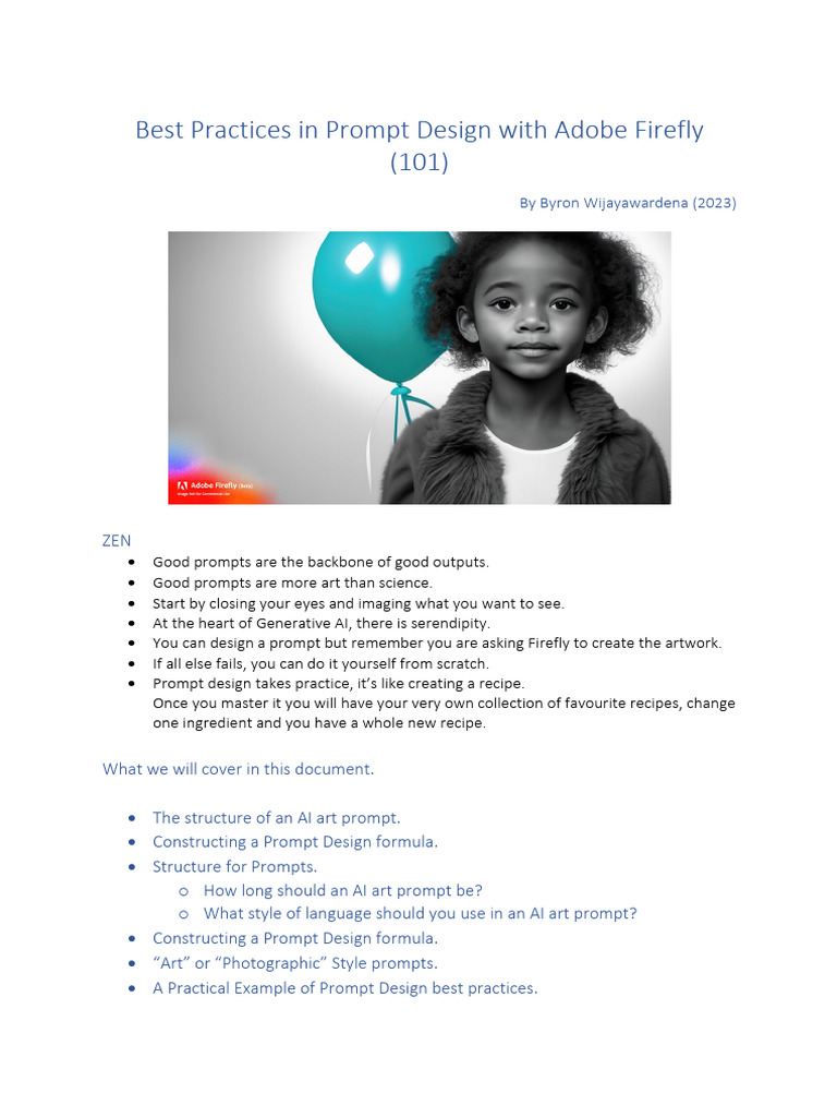 Adobe Firefly - Best Practices in Prompt Design - 101 | PDF ...