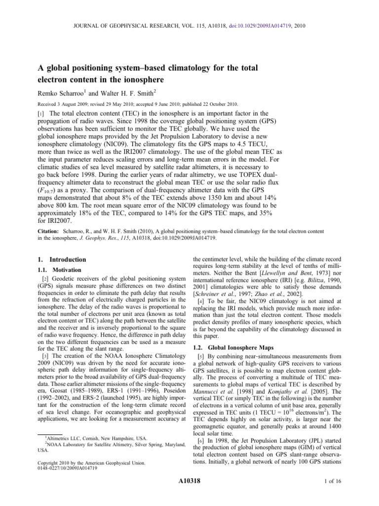 A Global Positioning System Based Climat | PDF | Ionosphere | Global Positioning System