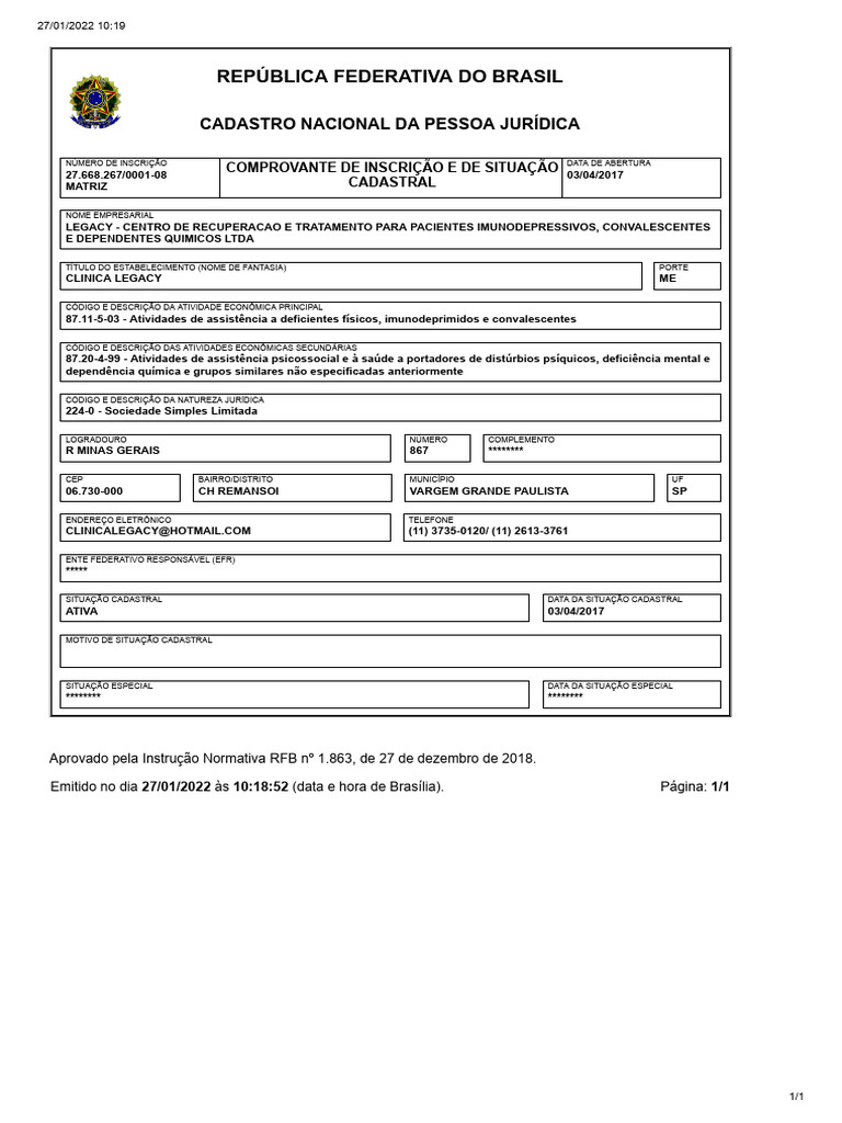 Cartão CNPJ | PDF | Brasil