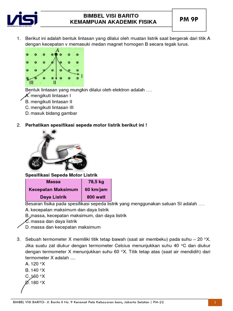 Soal PM Kemampuan Akademik (Fisika 3) 2 | PDF | Metode & Bahan Ajar | Sains & Matematika