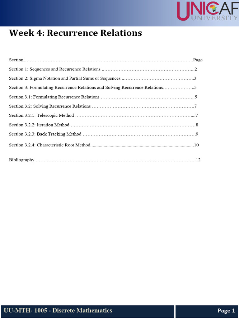 Week 4 - (Part B) Recurrence Relations | PDF | Recurrence Relation | Summation