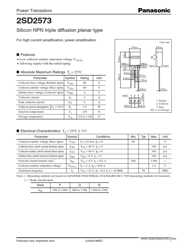 D2573 PanasonicSemiconductor | PDF | Bipolar Junction Transistor ...