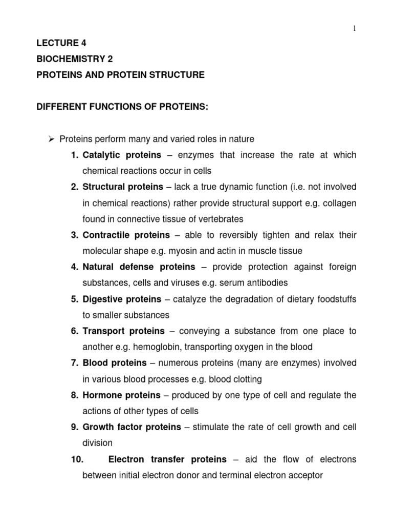 Biochem Module 4 - Proteins and Structure | PDF | Protein Structure ...