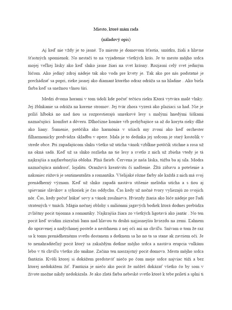 Smreková-Umelecký Opis (Náladový Opis) | PDF