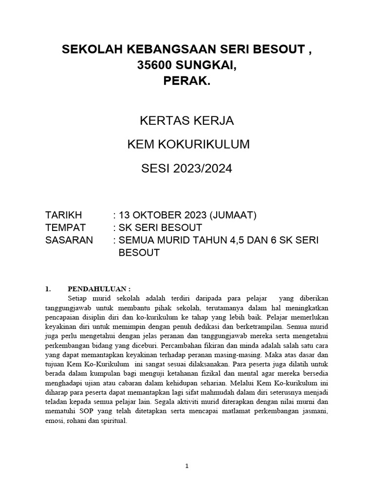 Kertas KerJa Kem Koku 2023 | PDF