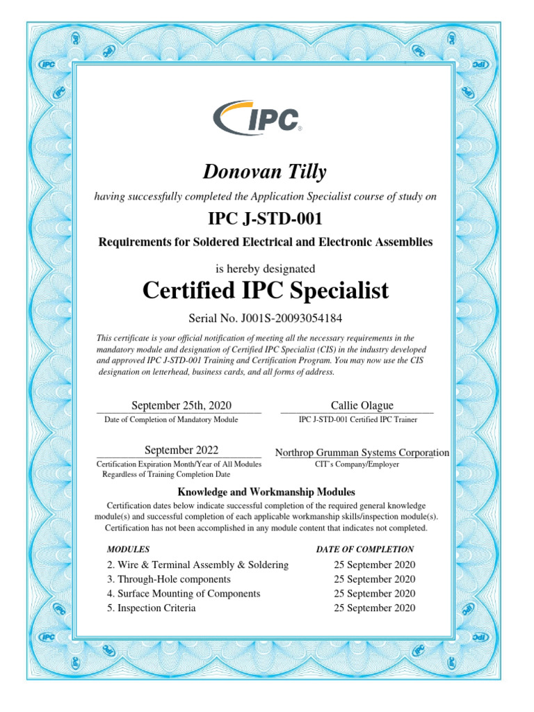 Ipc Cert | PDF | Electronics | Electronic Engineering