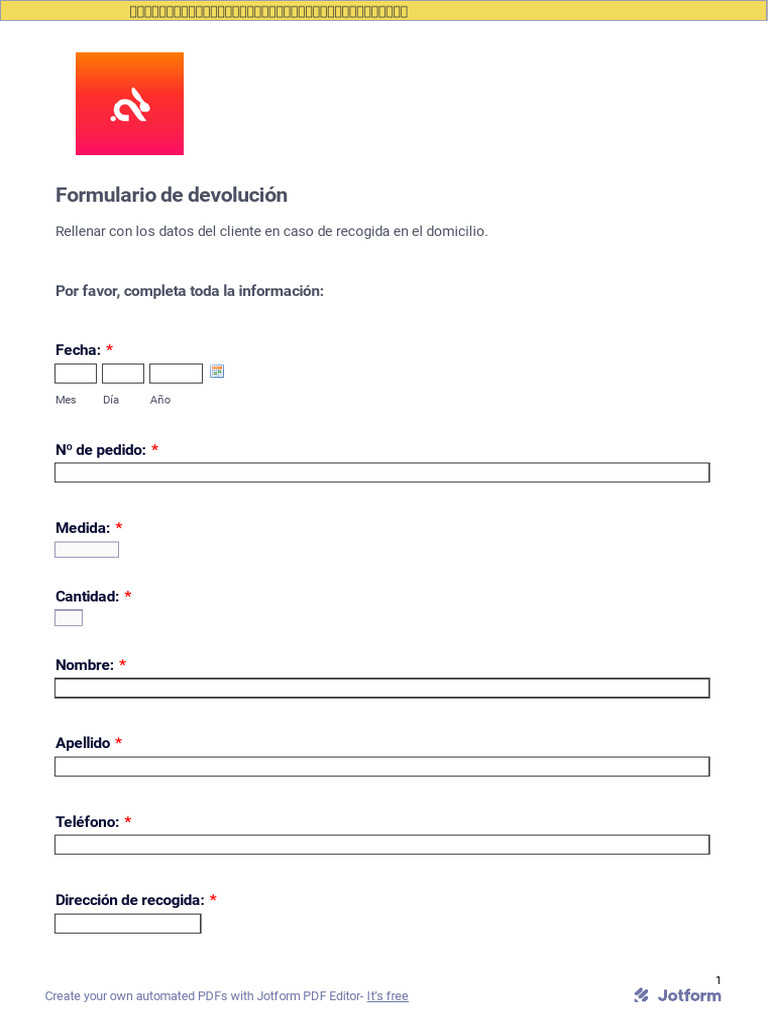 Formulario de devolución | PDF
