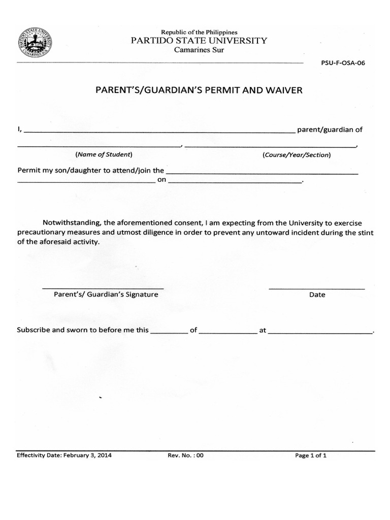 Permit and Waiver | PDF