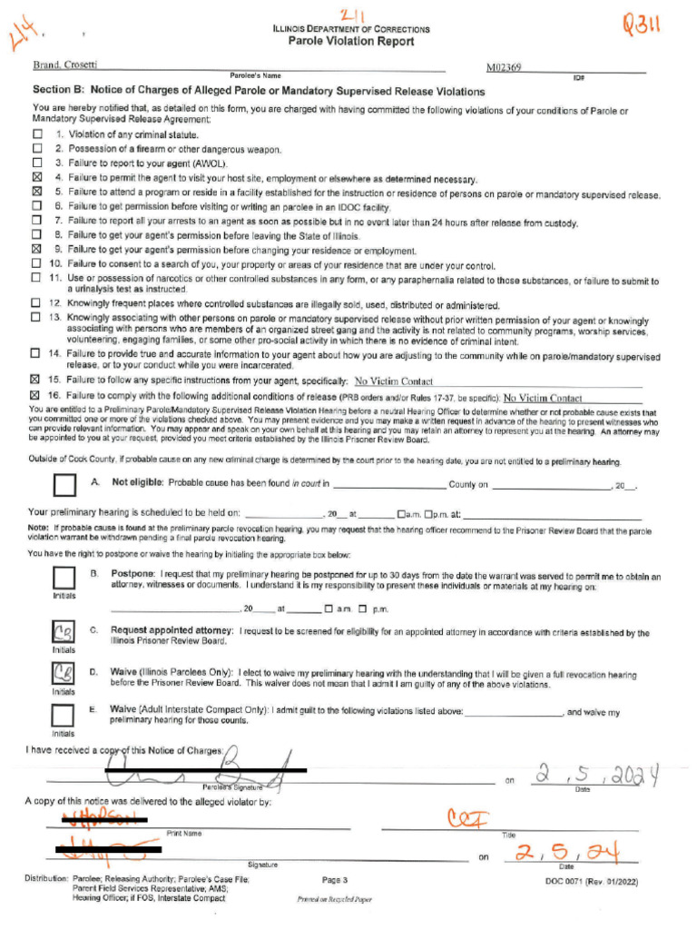 Crosetti Brand Parole Violation Report | PDF