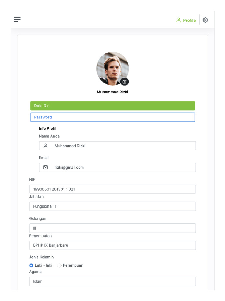 Profil Data Diri Muhammad Rizki | PDF