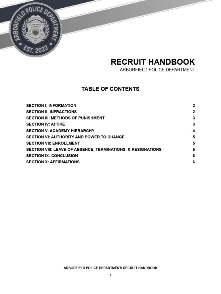 Recruit Handbook Apd | PDF | Sergeant | Corporal