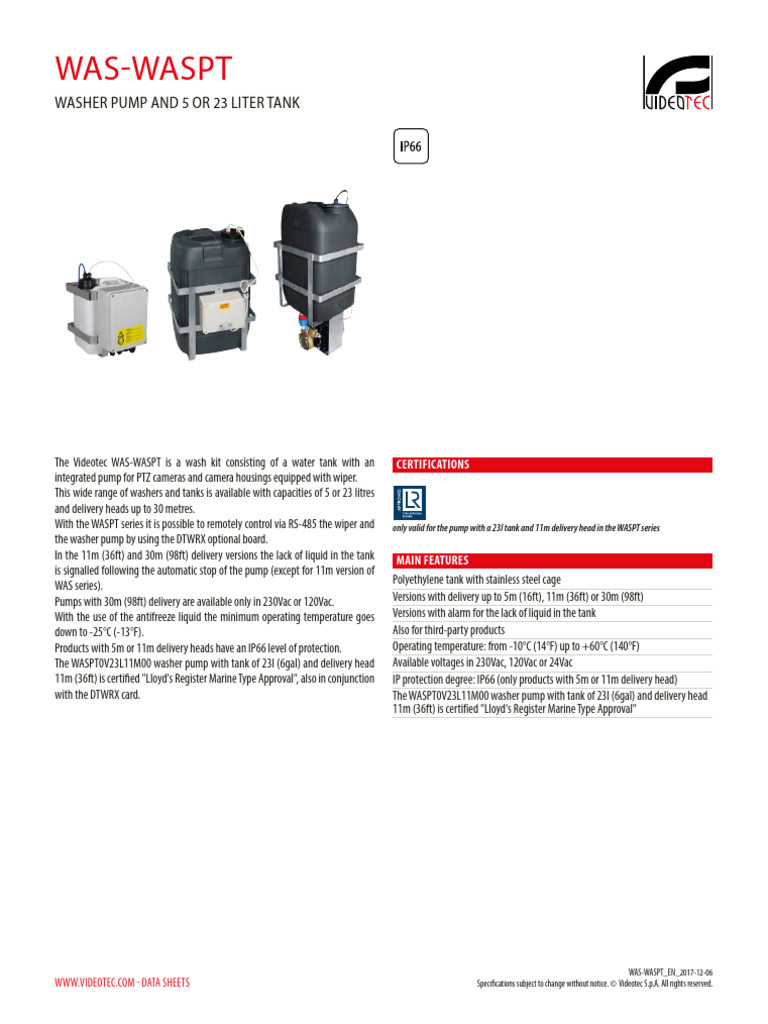 WAS_WASPT_Datasheet | PDF | Pump | Electrical Engineering