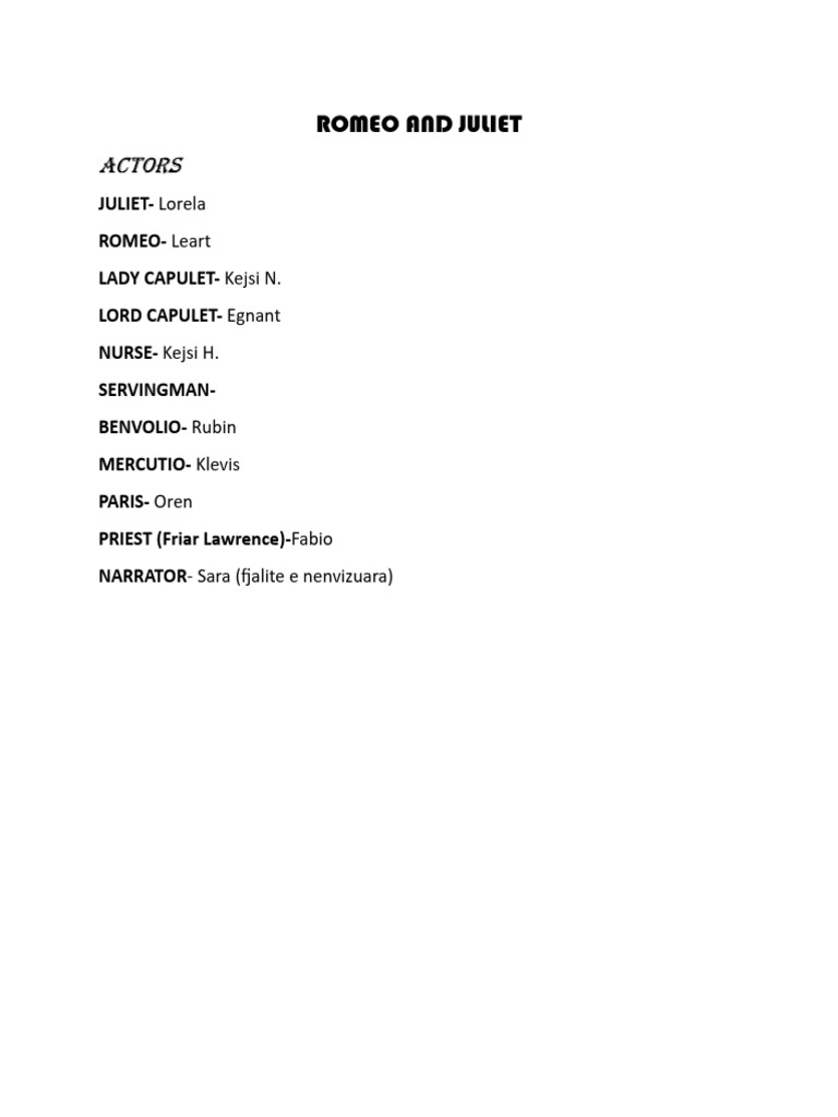 Romeo and Juliet ### | PDF | Characters In Romeo And Juliet | Romeo And ...
