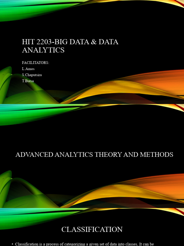 Hit 2203-Big Data & Data Analytics - Lecture - 3 | PDF | Statistical Classification | Machine ...