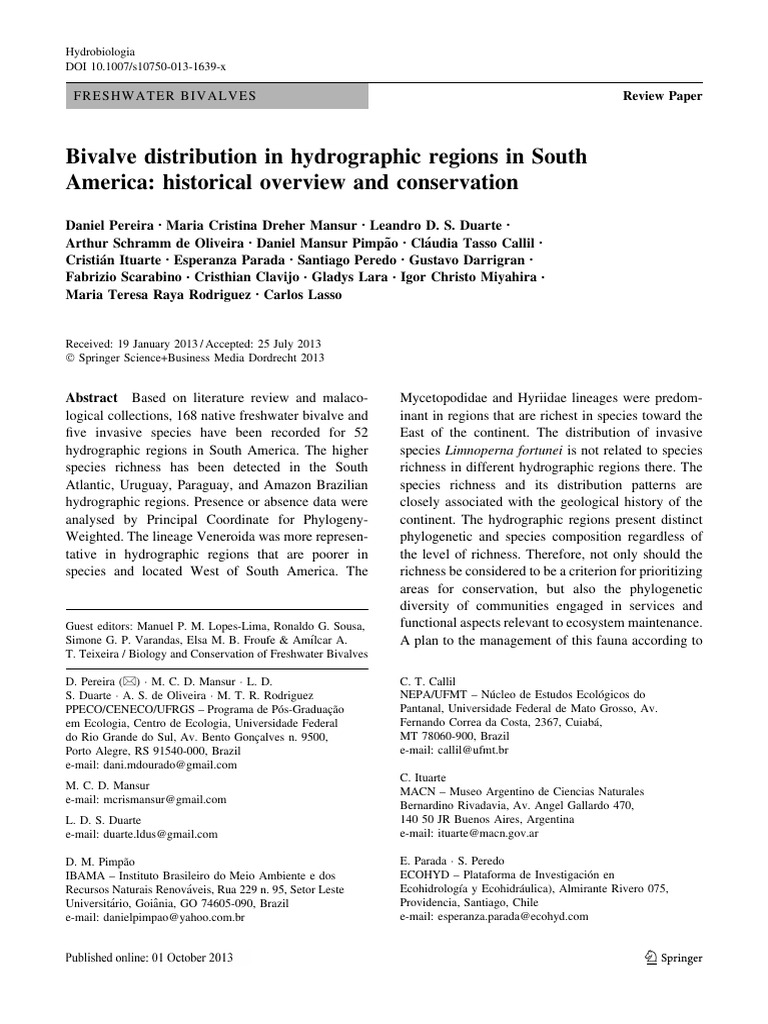 FRESHWATER BIVALVES Review Paper Bivalve | PDF | Fish | Molluscs