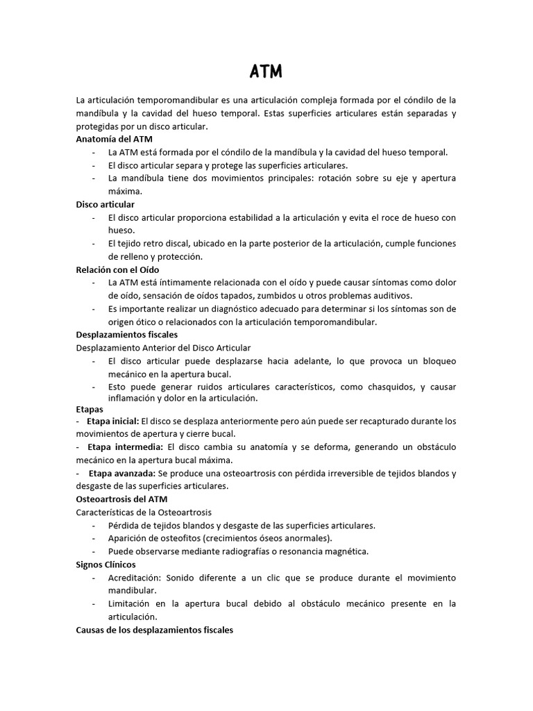 ATM | PDF | Articulación | Ortodoncia