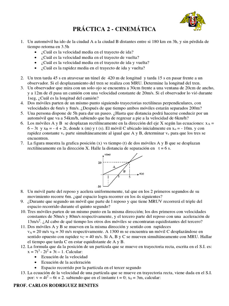 Practica de Cinematica | PDF | Velocidad | Aceleración
