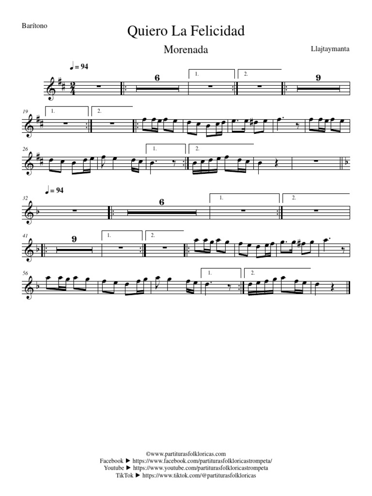 Morenada Sheet Music for Baritone | PDF