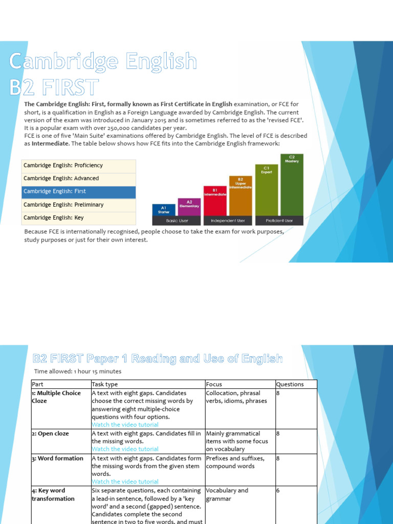 B2 First Exam Overview and Practice | PDF | English Language | Question