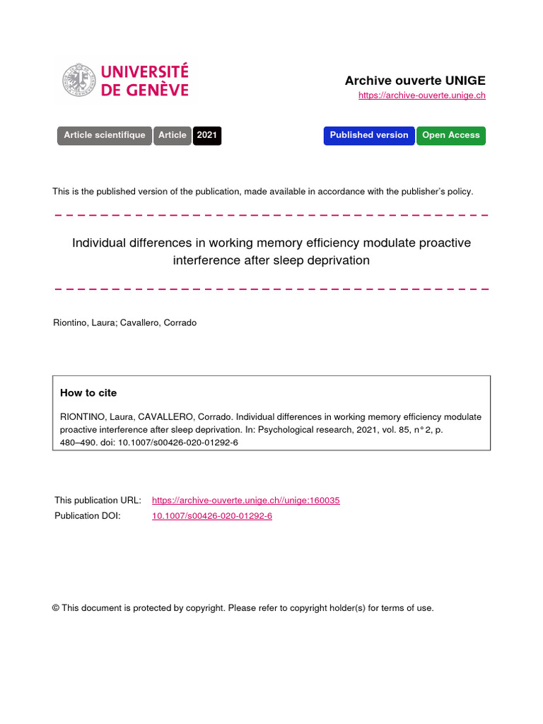 Article Scientifique From Crossref | PDF | Working Memory | Memory