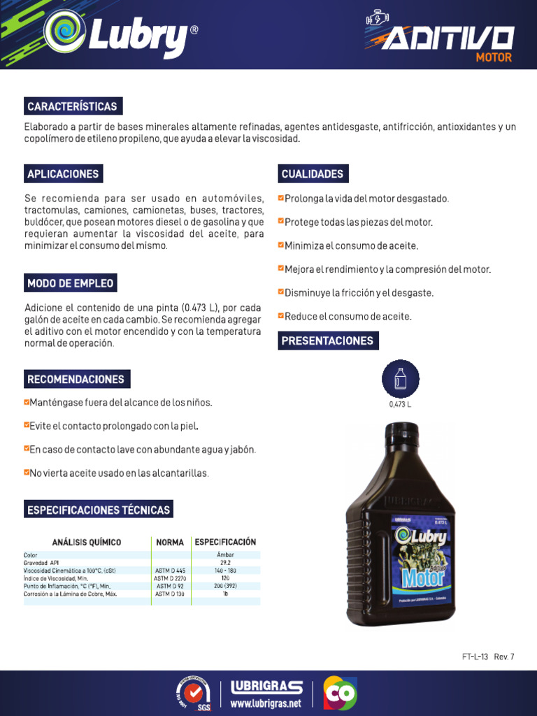 Ficha-Tecnica-Aditivo-Motor | PDF