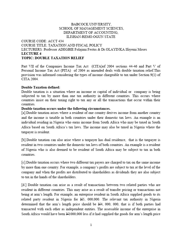 Double Taxation Relief Explained | PDF | Double Taxation | Taxes