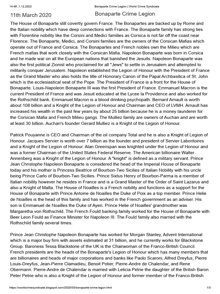 Bonaparte Crime Legion - World Crime Syndicate | PDF | House Of Bonaparte | Napoleon