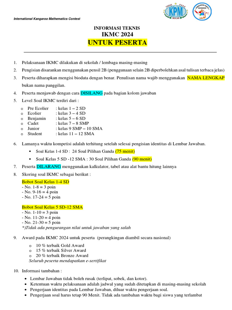 Informasi Ikmc 2024 Untuk Peserta | PDF | Karier & Perkembangan | Metode & Bahan Ajar
