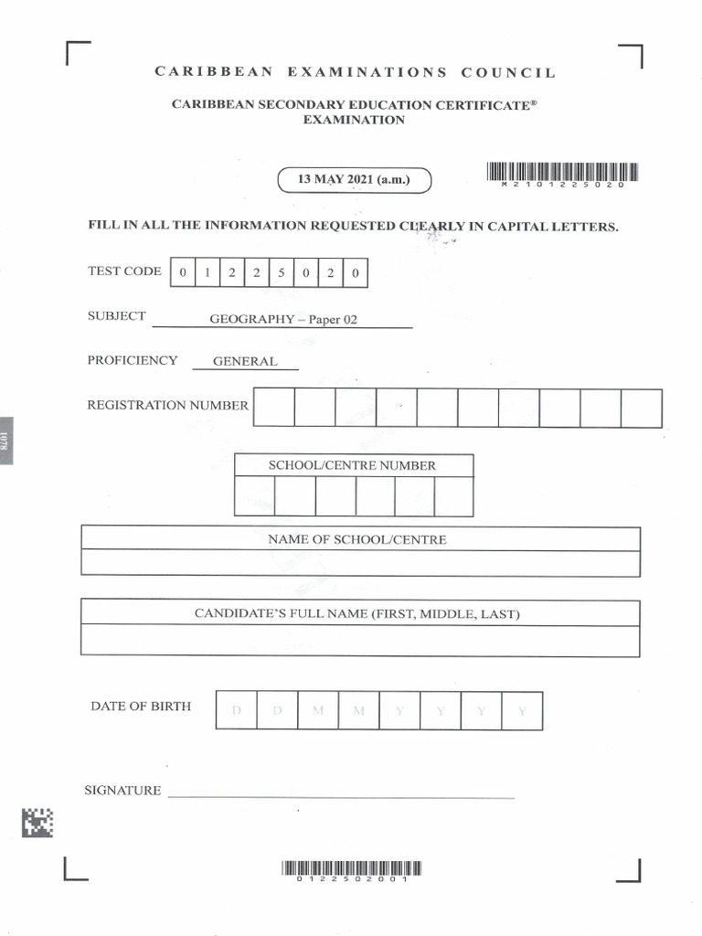 Csec Geography P2 2020 Pdf Weathering Soil