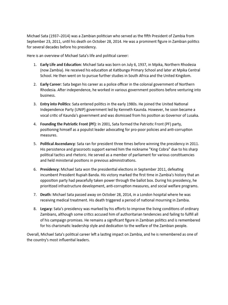Michael Sata | PDF | Zambia