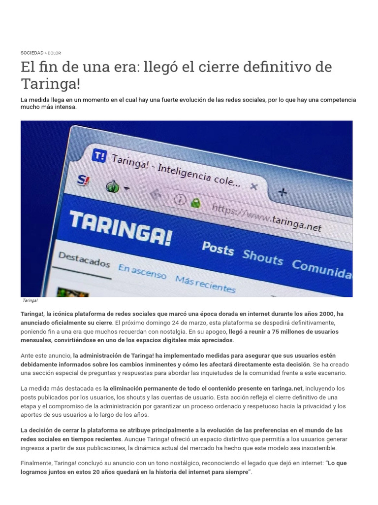 El Fin de Una Era_ Llegó El Cierre Definitivo de Taringa! | PDF
