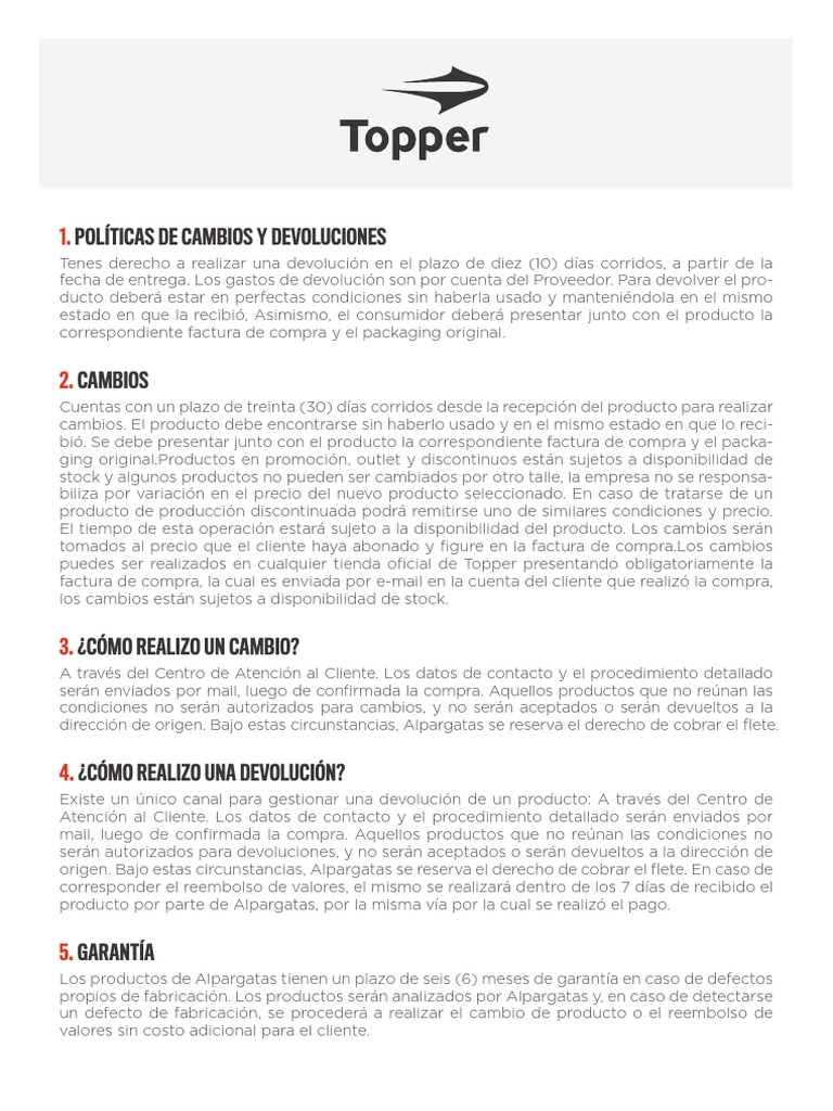 Termino-Condiciones - Topper | PDF