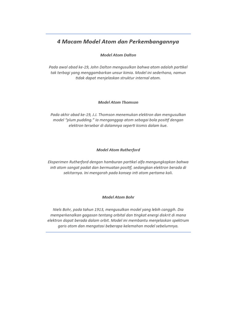 Evolusi Model Atom: Dalton hingga Bohr | PDF | Filsafat | Dewasa Muda