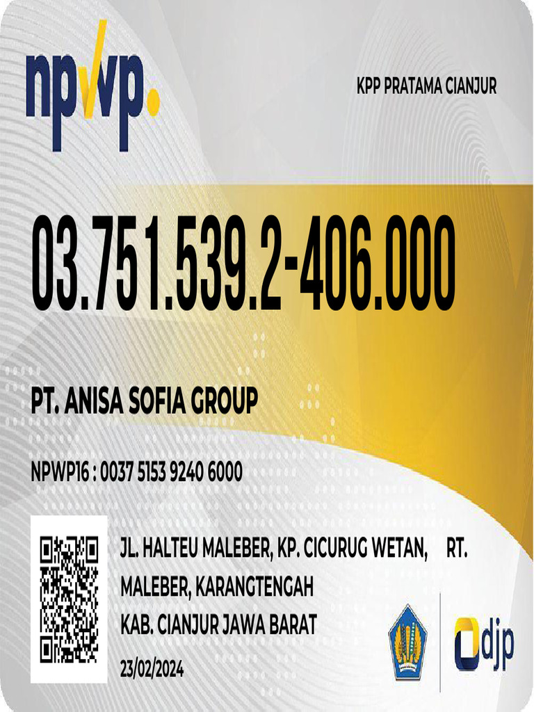 Contoh NPWP Perusahaan 2024 | PDF