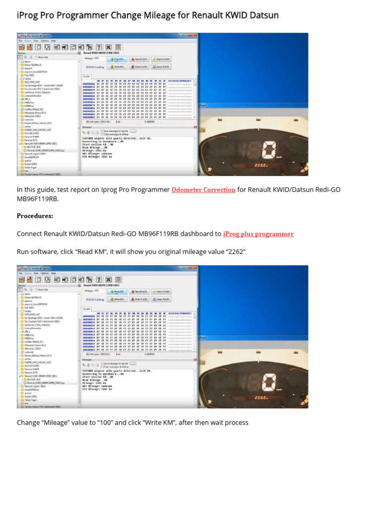 Iprog Pro Programmer Change Mileage For Renault KWID Datsun | PDF