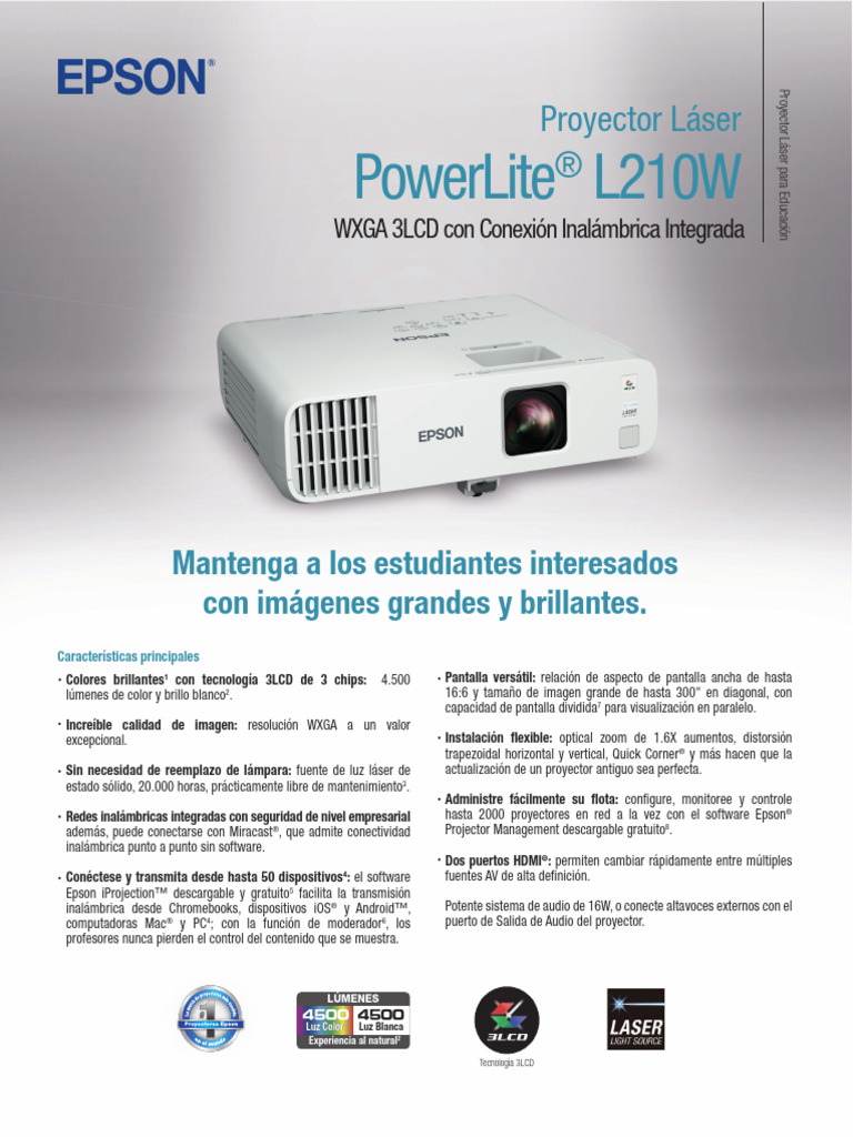 Proyector Epson L210W | PDF
