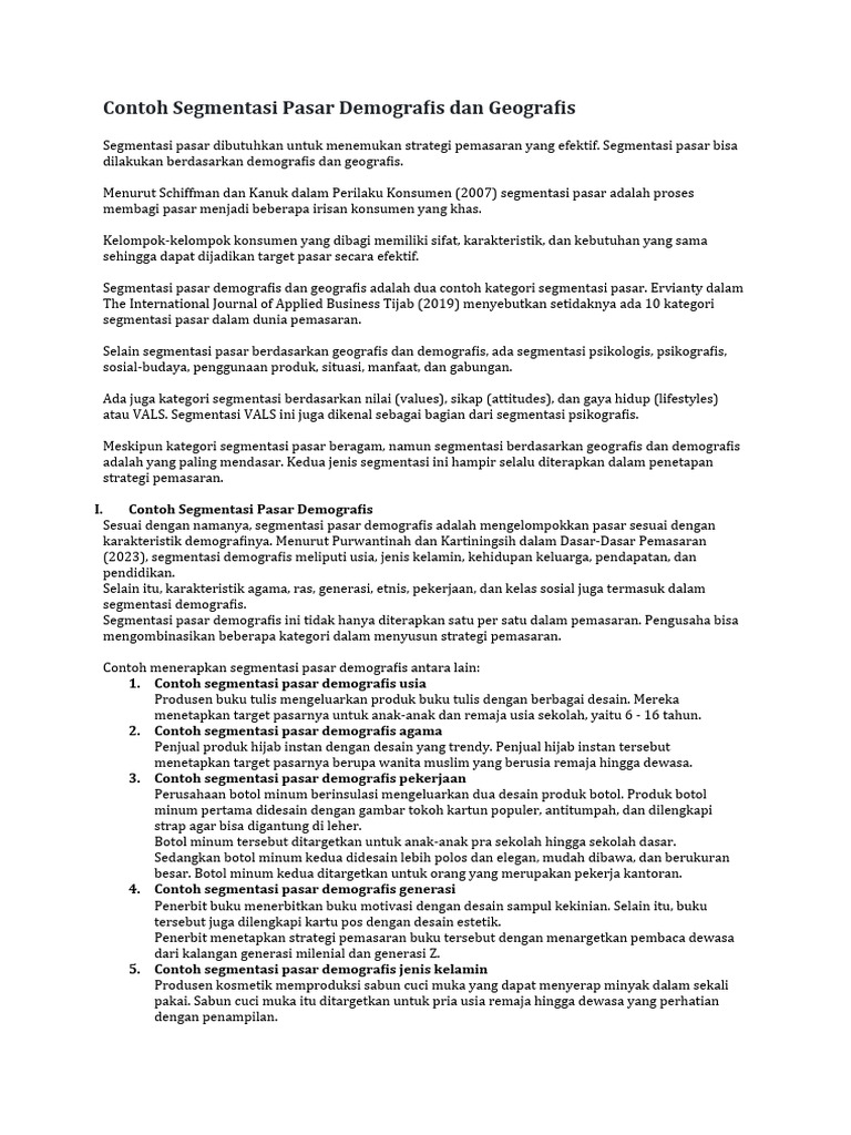 Contoh Segmentasi Pasar Demografis Dan Geografis Pdf