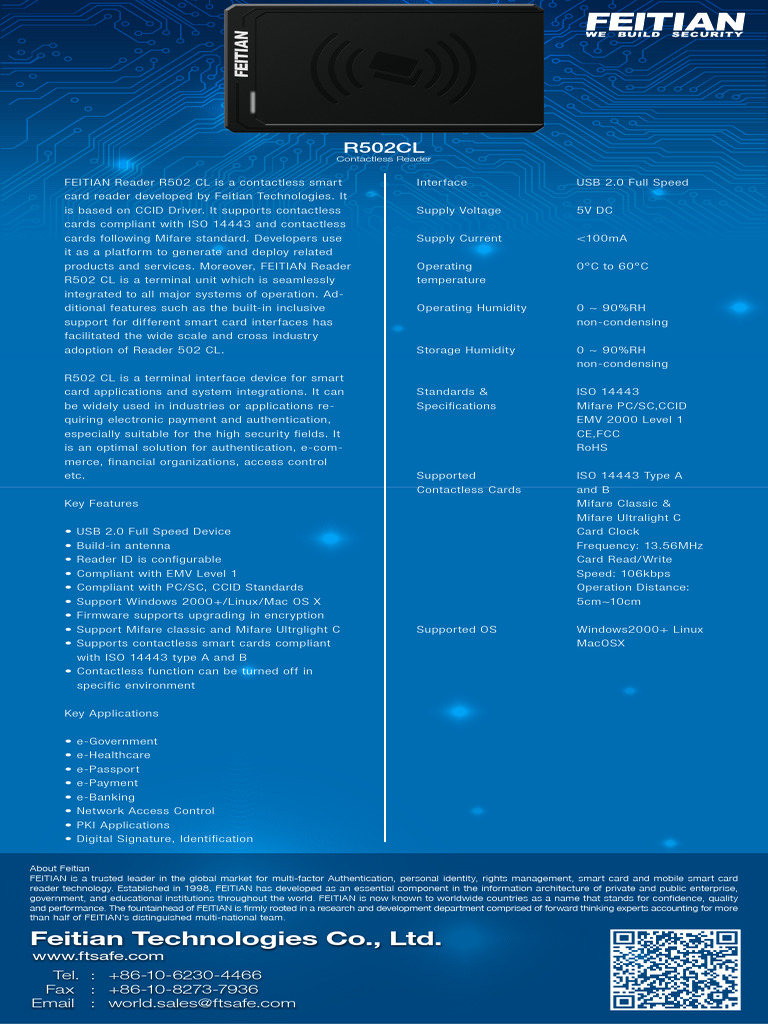 EN R502 Contactless DATASHEET | PDF | Computer Engineering | Computer ...