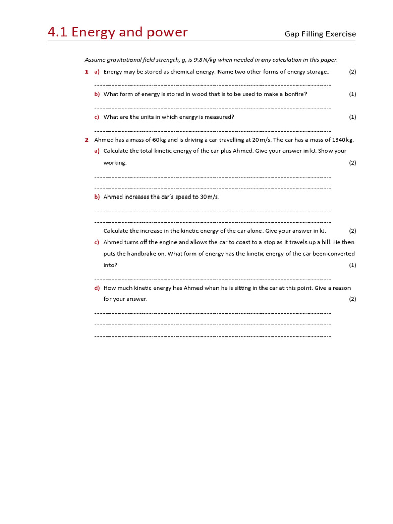 4.1 Energy and Power Test | PDF