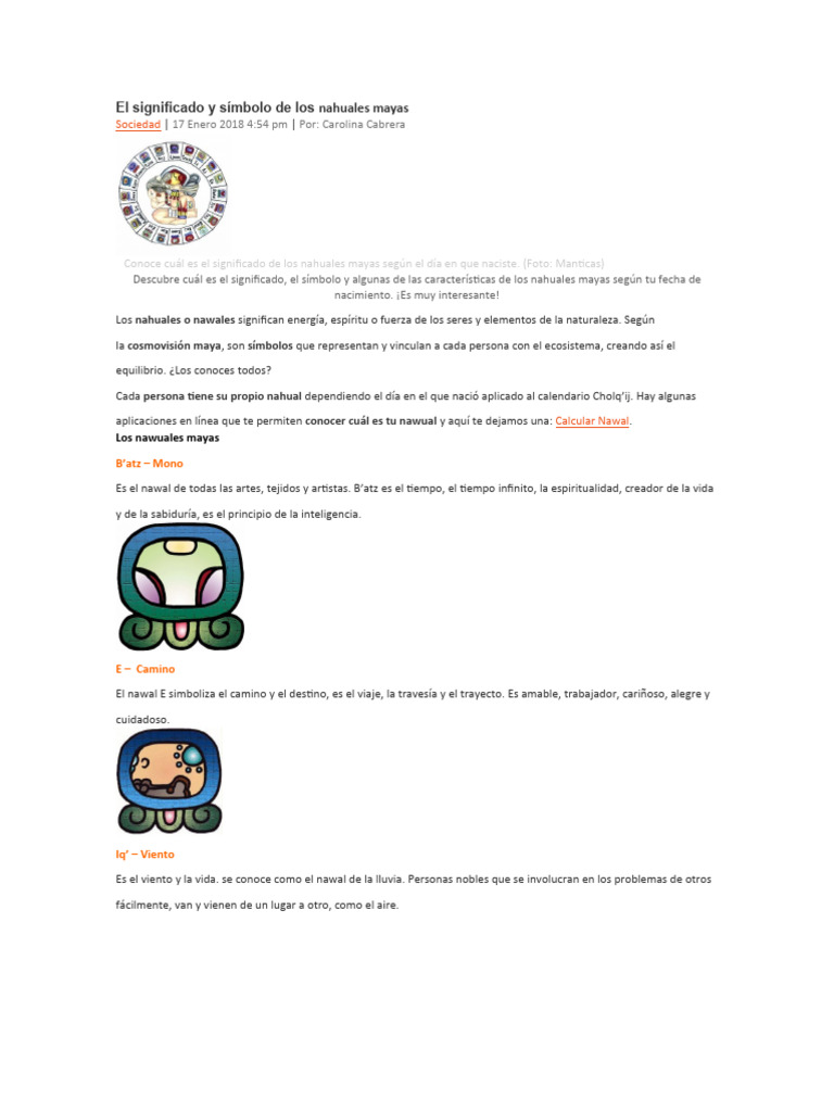 El Significado Y Símbolo De Los Nahuales Mayas Pdf