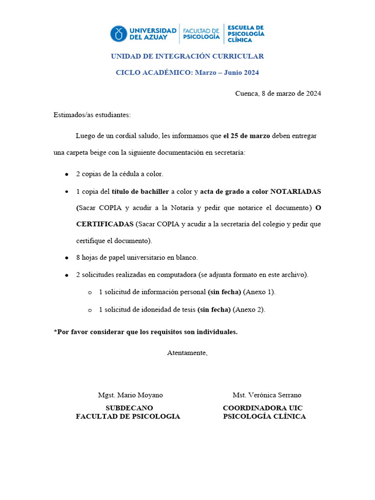 Comunicado 2 UIC | PDF