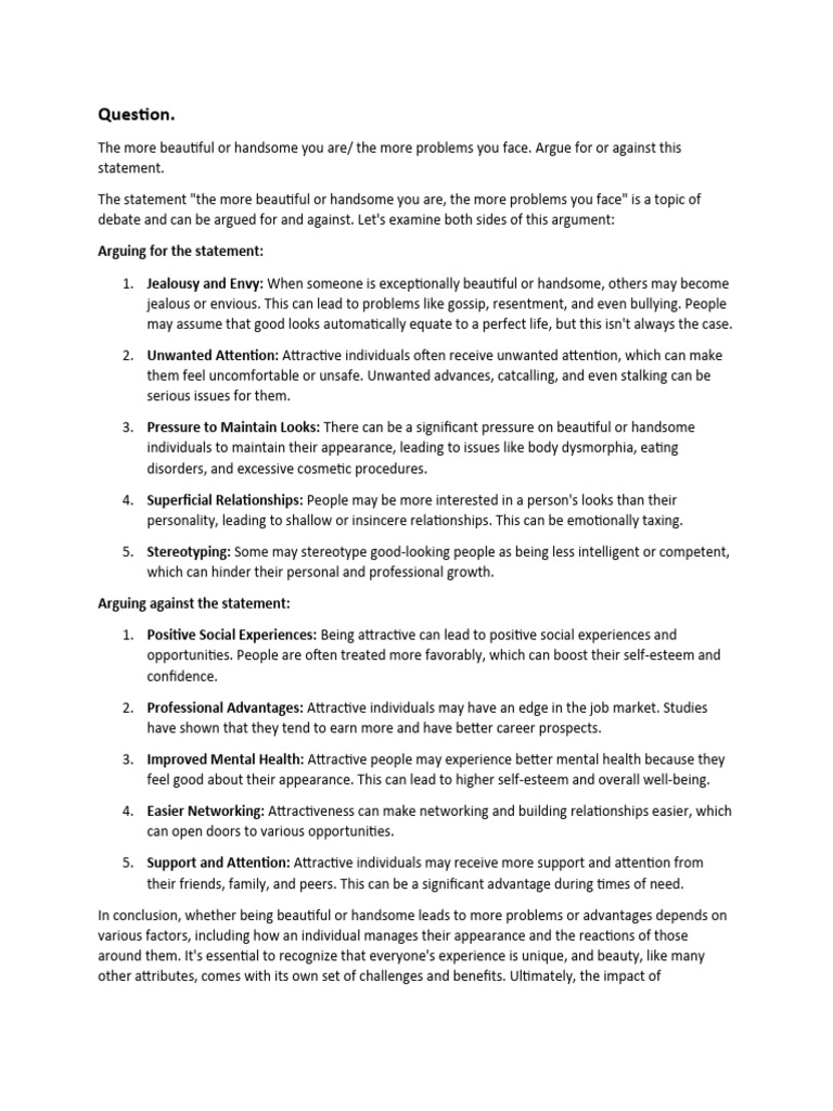 Beauty: Burden or Advantage? | PDF | Self Esteem | Mental Health