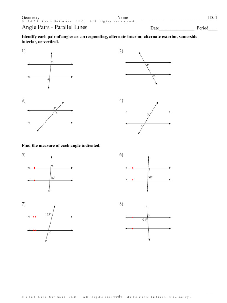 Kami Export - Angle Pairs - Parallel Lines Practice | PDF | Angle | Euclid