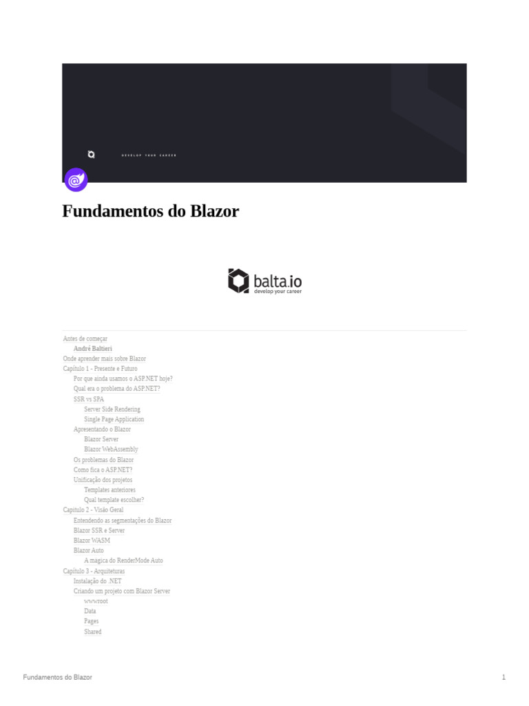 Ebook Fundamentos Blazor Balta | PDF | Script Java | Rede mundial de computadores