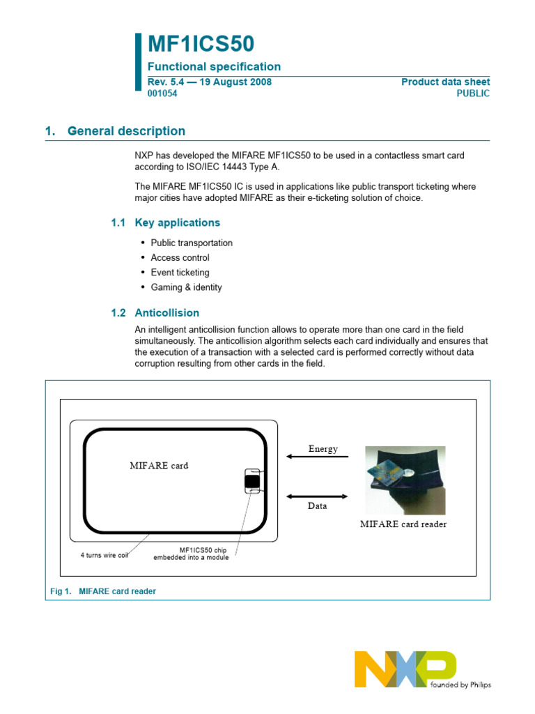 Mifare 1 K | PDF | Smart Card | Computer Engineering