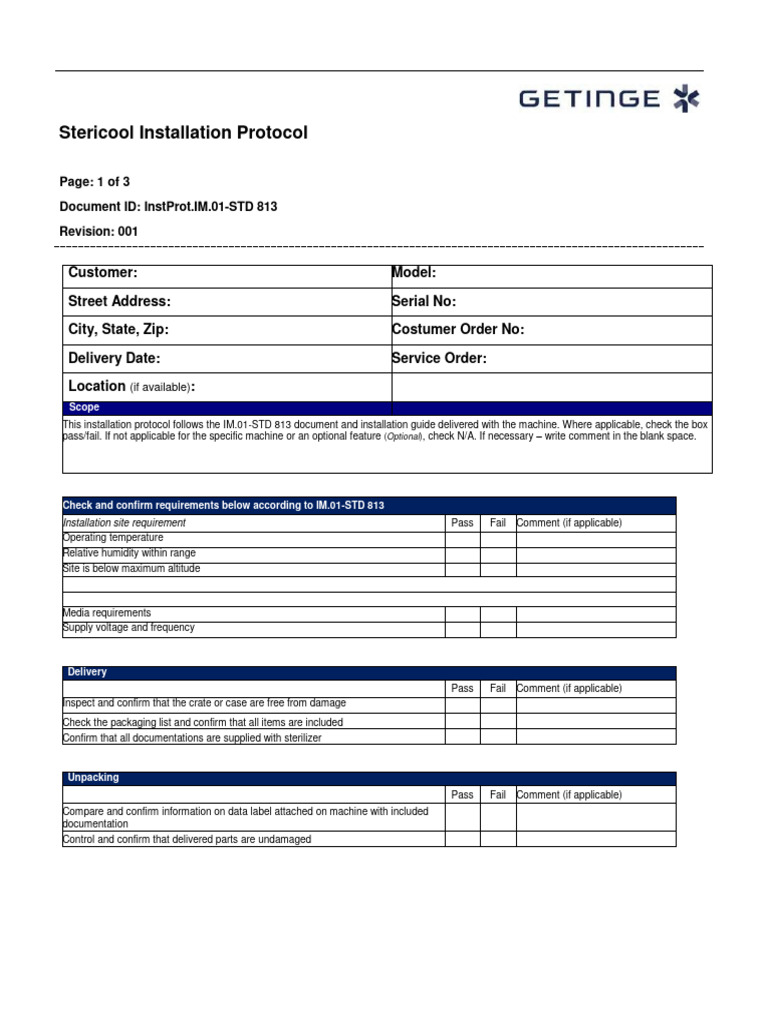 435769 Installation protocol Stericool | PDF