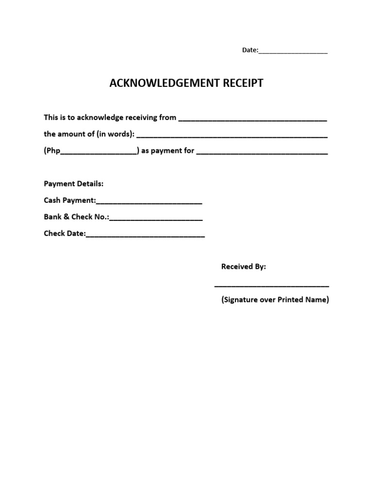 Acknowledgement Receipt Template | PDF | Finance & Money Management | Law