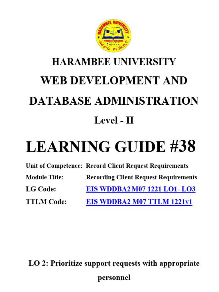 Record Client Request Requirements LO2 AND LO3 For WDDBA | PDF